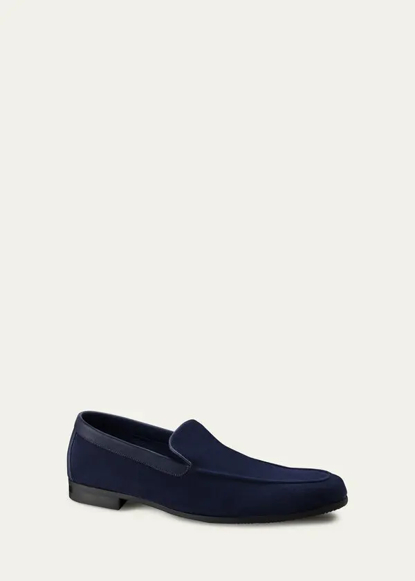 John Lobb Tyne Suede Loafers - Deep Navy