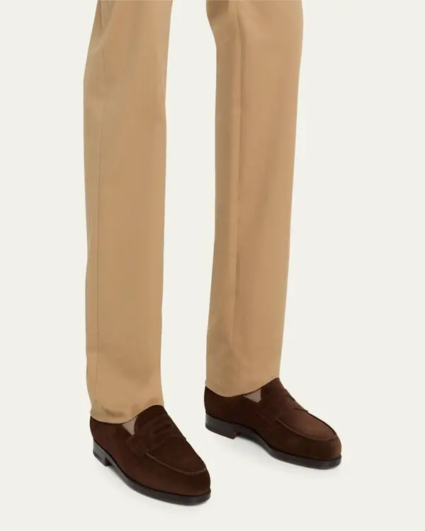 John Lobb Lopez Suede Penny Loafers - Dark Brown