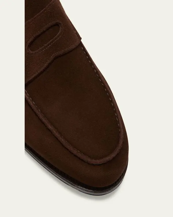 John Lobb Lopez Suede Penny Loafers - Dark Brown