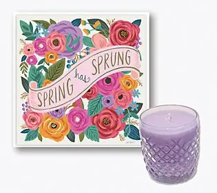COURTSIDE MARKET Courtside Spring Has Sprung I 8x8 Art Board & 9 Oz Candle Set - One-color