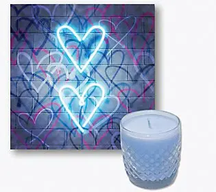 COURTSIDE MARKET Courtside Neon Heart I 8x8 Art Board & 9 Oz Can Le Set - One-color