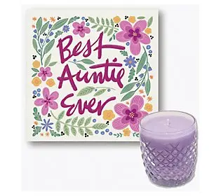 COURTSIDE MARKET Courtside Best Auntie Ever I 8x8 Art Board & 9 Z Candle Set - One-color
