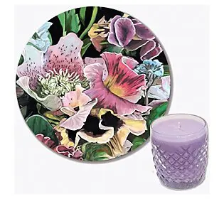 COURTSIDE MARKET Courtside Contrasting Blooms I 8x8 Art Board & Z Candle Set - One-color