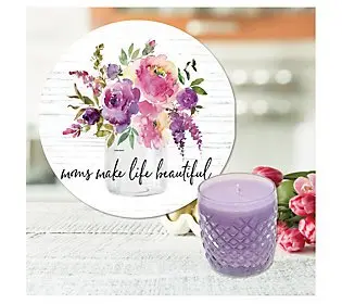 COURTSIDE MARKET Courtsidemom's Make Life Beautiful 8x8 Art Boar & 9 Oz Candle - One-color