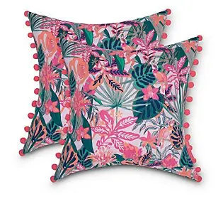 VERA BRADLEY Accent Pillow W/poms S/2 18x18 - One-color