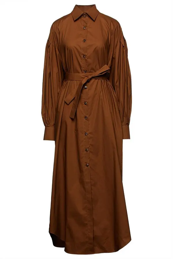 Bouguessa Oversized Cotton-poplin Maxi Shirt Dress - Brown