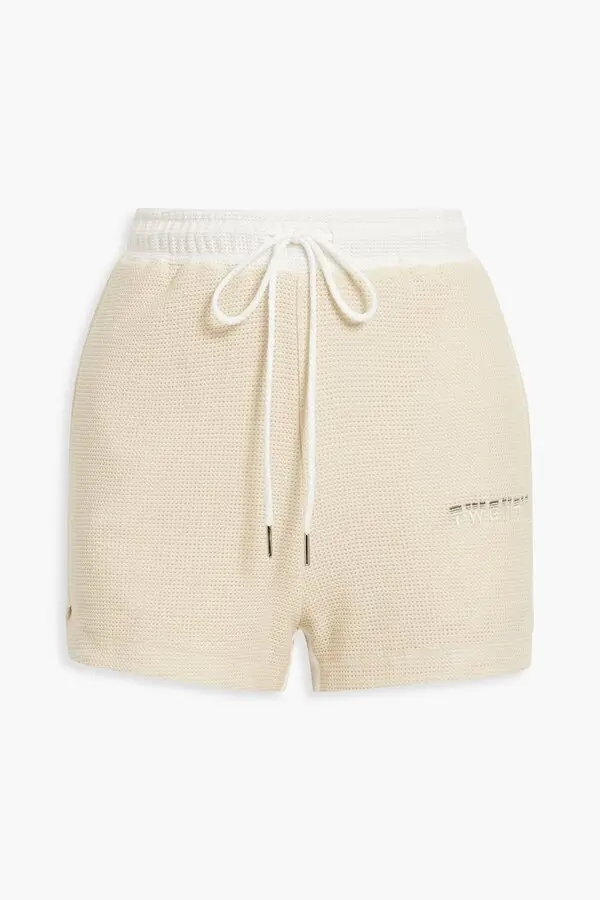 Twenty Montréal Twotone Waffleknit Cottonblend Shorts - Cream