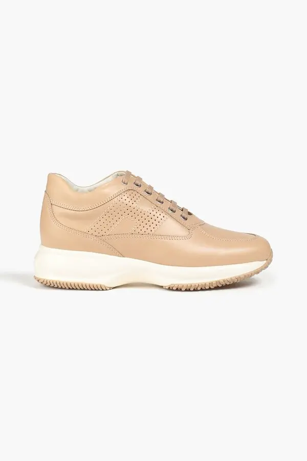 Hogan Perforated Leather Sneakers Neutral