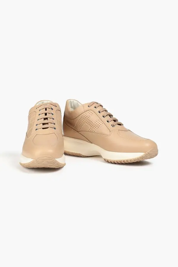 Hogan Perforated Leather Sneakers Neutral
