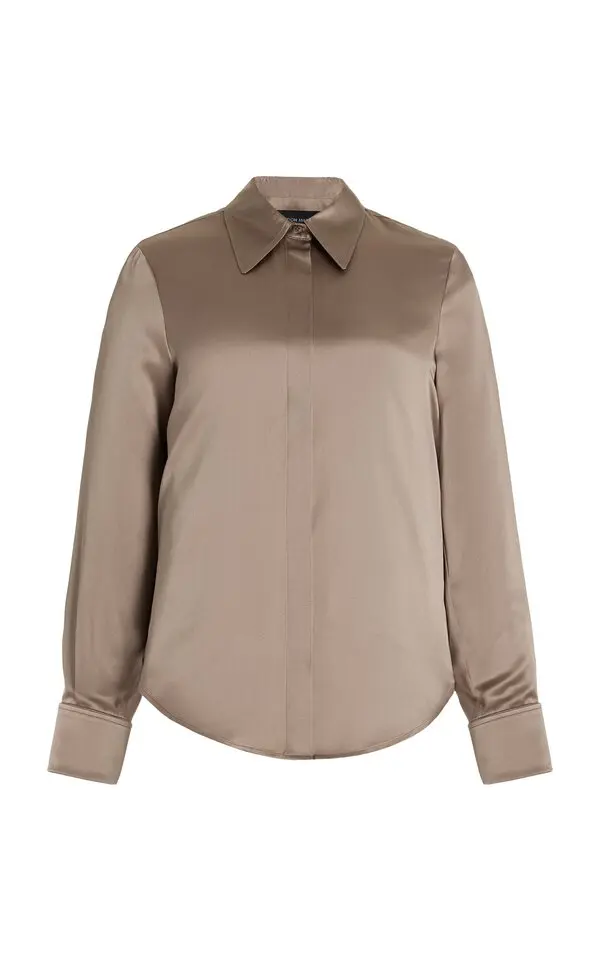 Brandon Maxwell Spence Silk Button-down Shirt - Brown
