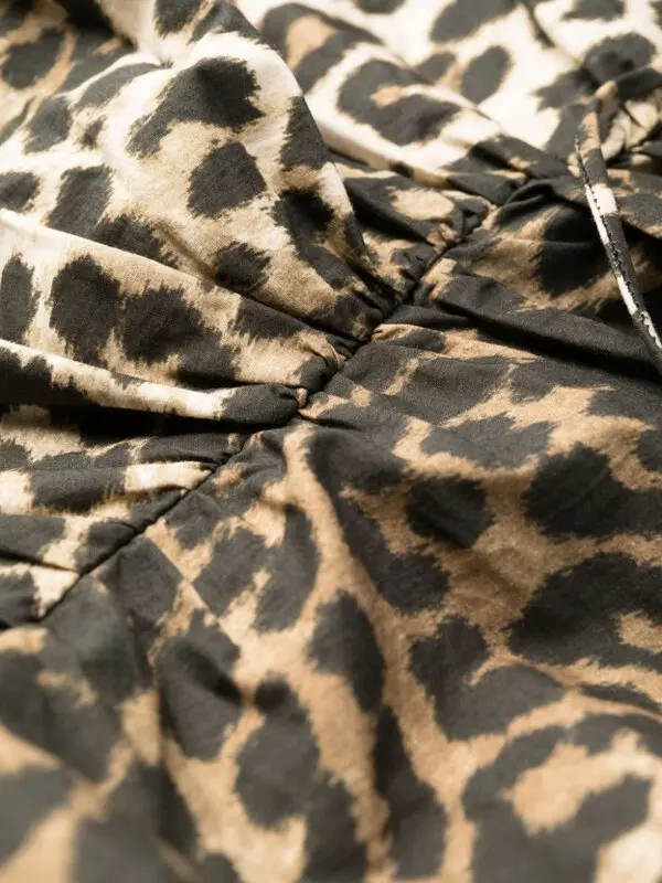 GANNI Leopard-print Organic Cotton Dress - Brown