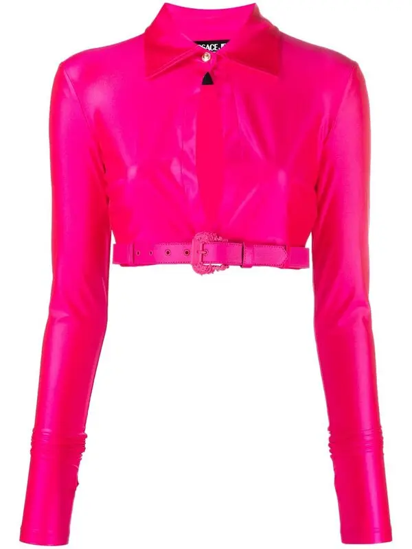 Versace Baroque-buckle Crop Shirt