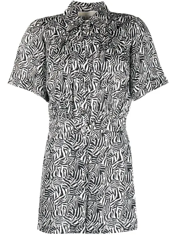 Michael Kors Graphic-print Short-sleeve Playsuit - White