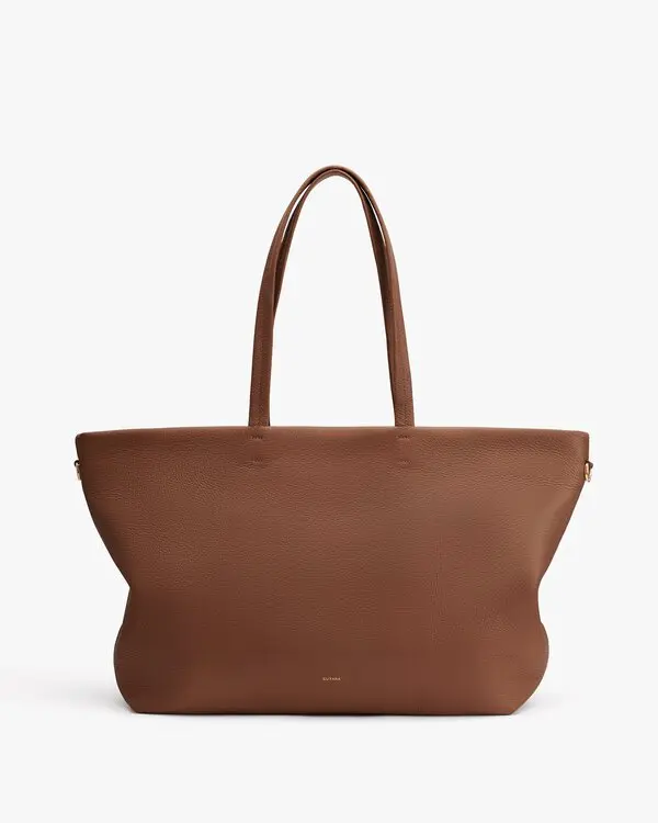 Cuyana Leather Zipper Tote Bag - Dark Chestnut