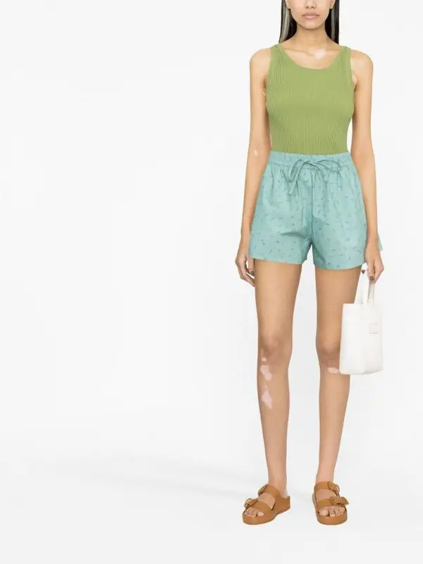 GANNI Floral-print Flared Shorts