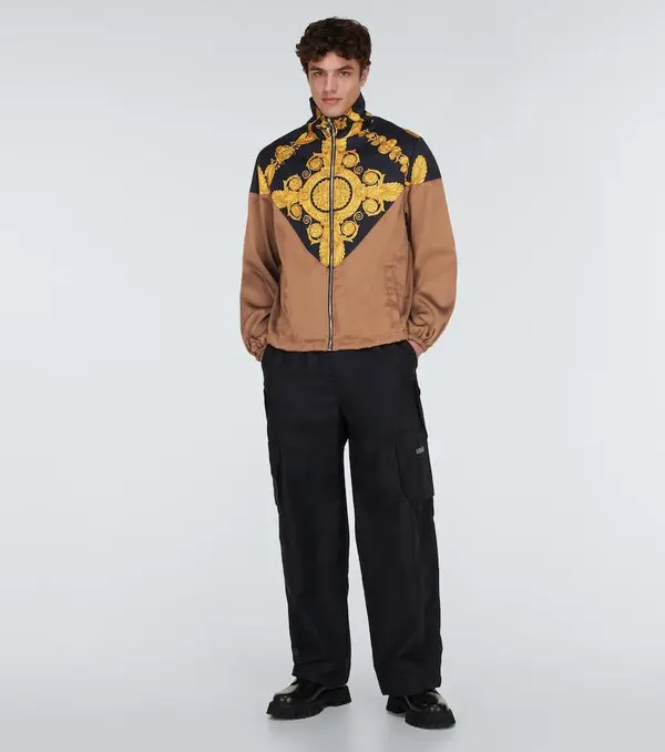 Versace Maschera Baroque Satin Bomber Jacket