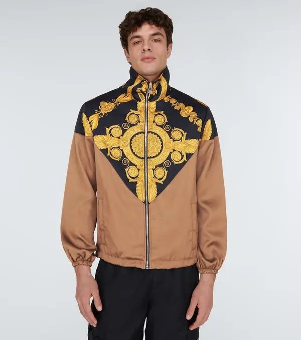 Versace Maschera Baroque Satin Bomber Jacket