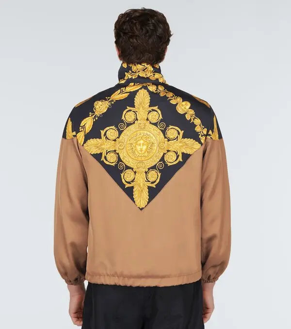 Versace Maschera Baroque Satin Bomber Jacket