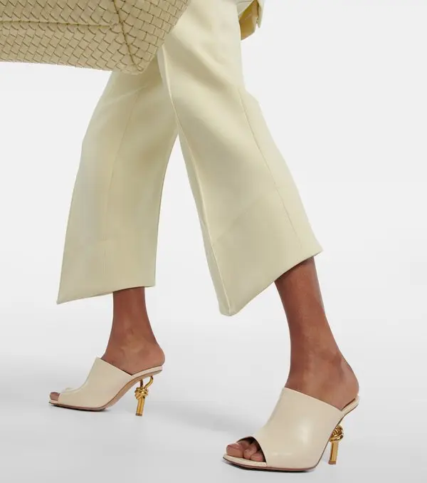 Bottega Veneta Knot Leather Mules - White