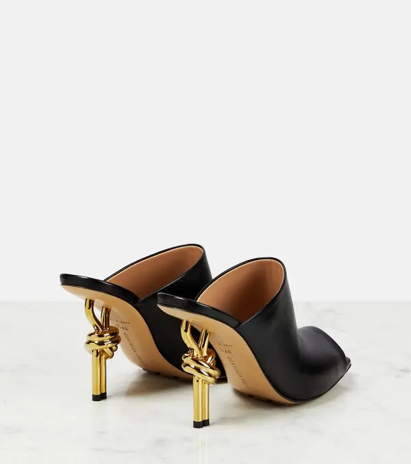 Bottega Veneta Knot Leather Mules - Black