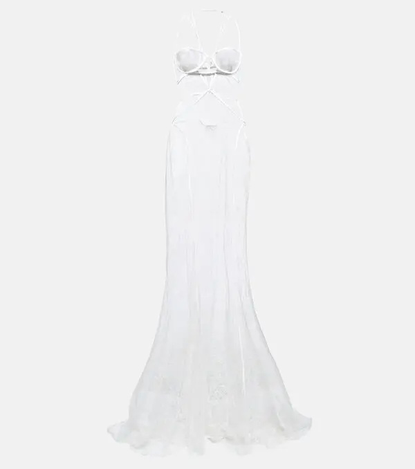 NENSI DOJAKA Bridal Halterneck Lace Gown