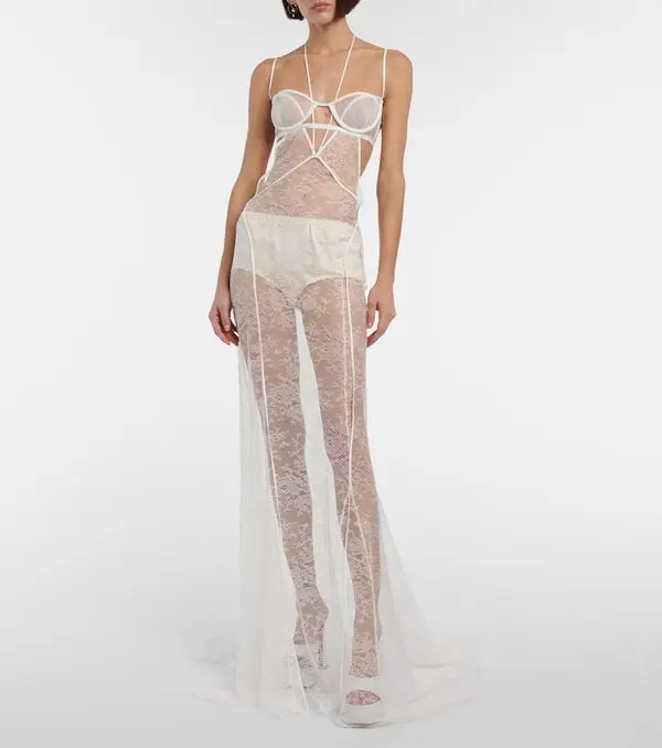 NENSI DOJAKA Bridal Halterneck Lace Gown