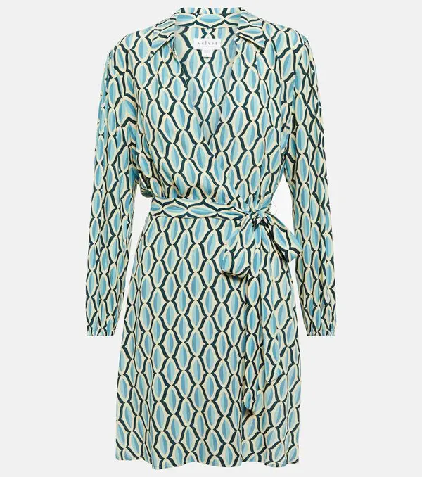 Velvet By Graham & Spencer Gabriella Printed Wrap Minidress - Blue