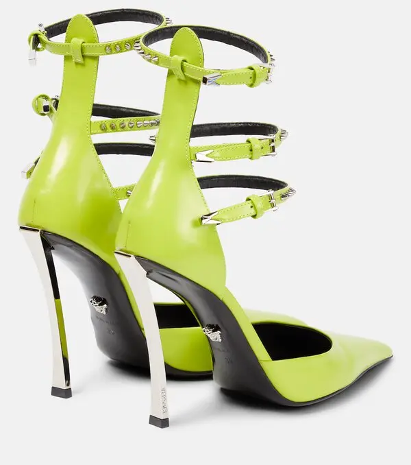 Versace Pin-point Embellished Leather Pumps