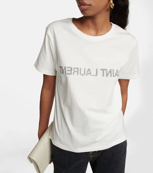 Saint Laurent Logo T-Shirt - White | Editorialist