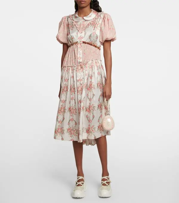 Simone Rocha Patchwork Floral Midi Dress