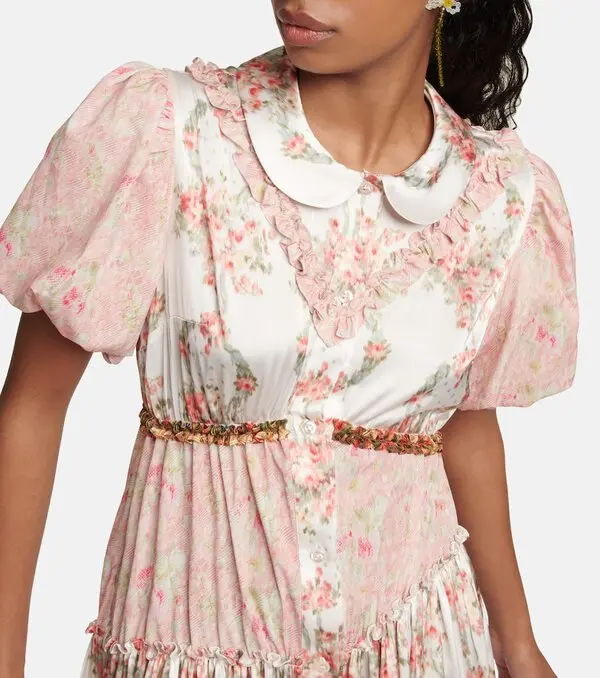 Simone Rocha Patchwork Floral Midi Dress