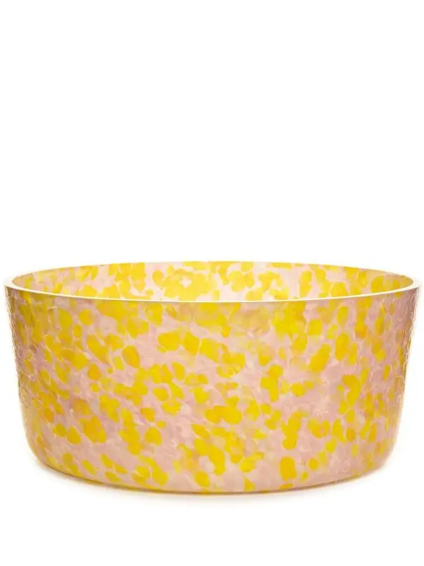 STORIES OF ITALY Macchia Murano Glass Large Bowl - Yellow