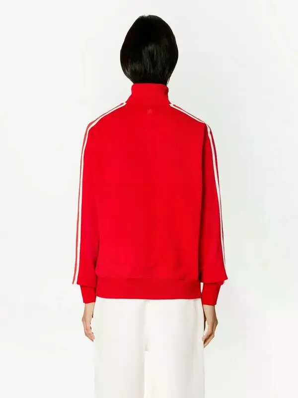Ami Striped Short-zip Pullover Sweatshirt