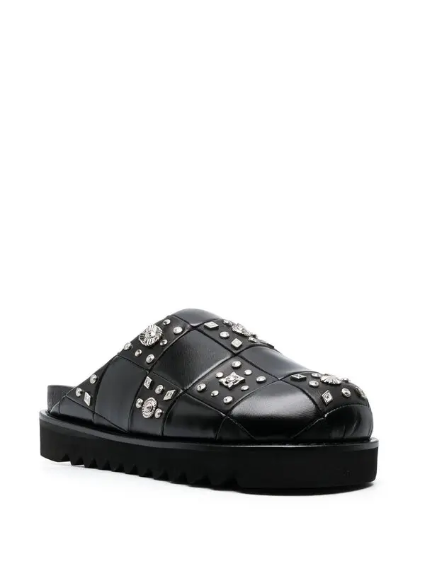 TOGA VIRILIS Stud-detailing Leather Mules - Black