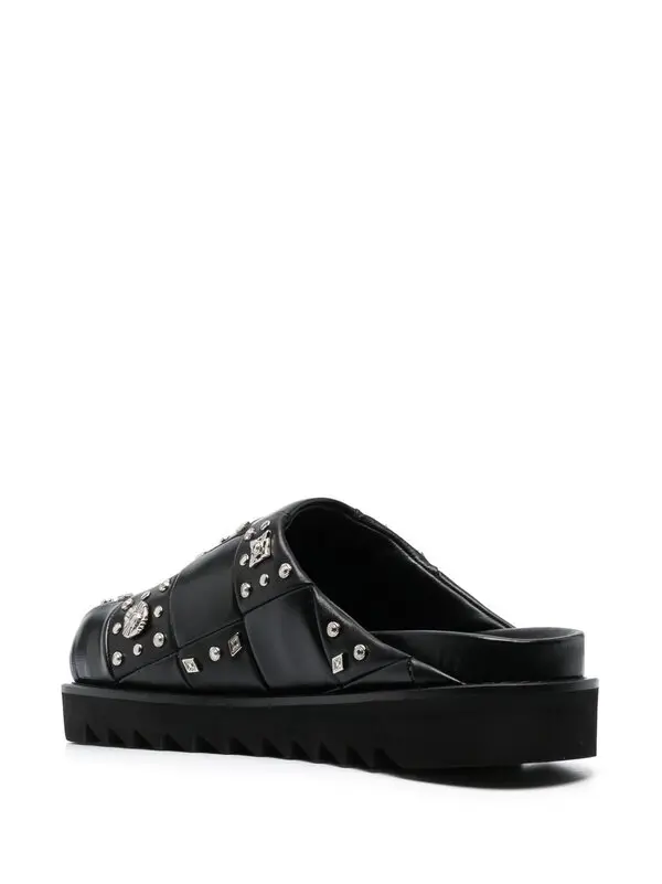 TOGA VIRILIS Stud-detailing Leather Mules - Black