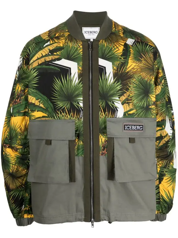 Iceberg Palm-print Gabardine Jacket - Green