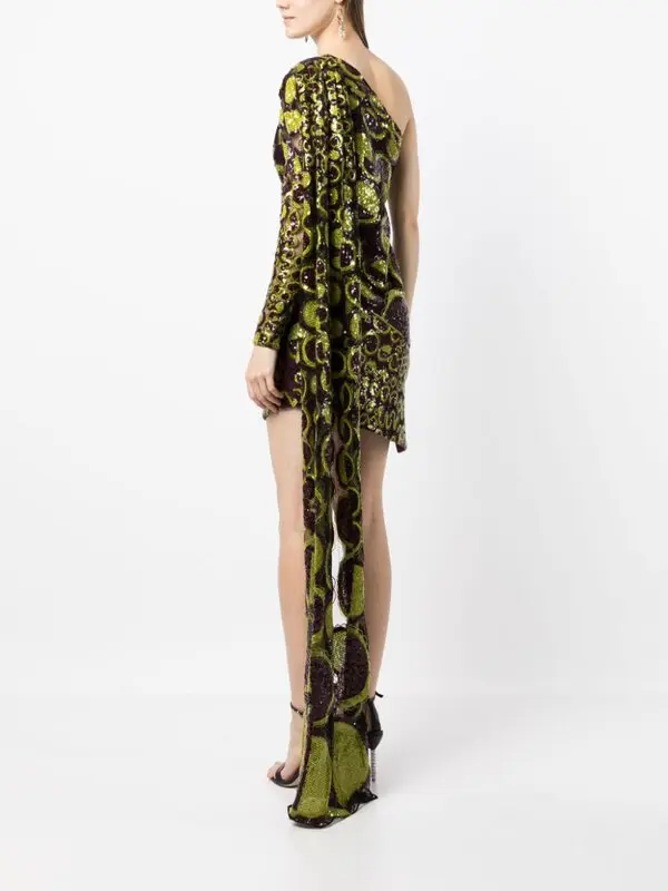 Elie Saab One-shoulder Embroidered Tulle Minidress