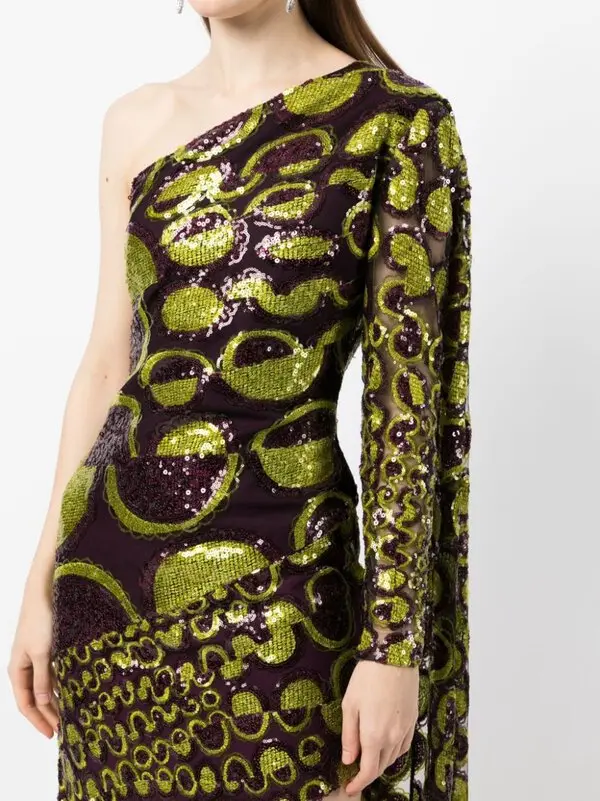 Elie Saab One-shoulder Embroidered Tulle Minidress