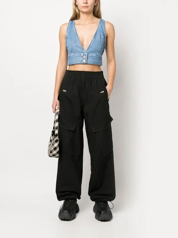 LEVI'S Denim Plunge V-neck Sleeveless Top - Blue