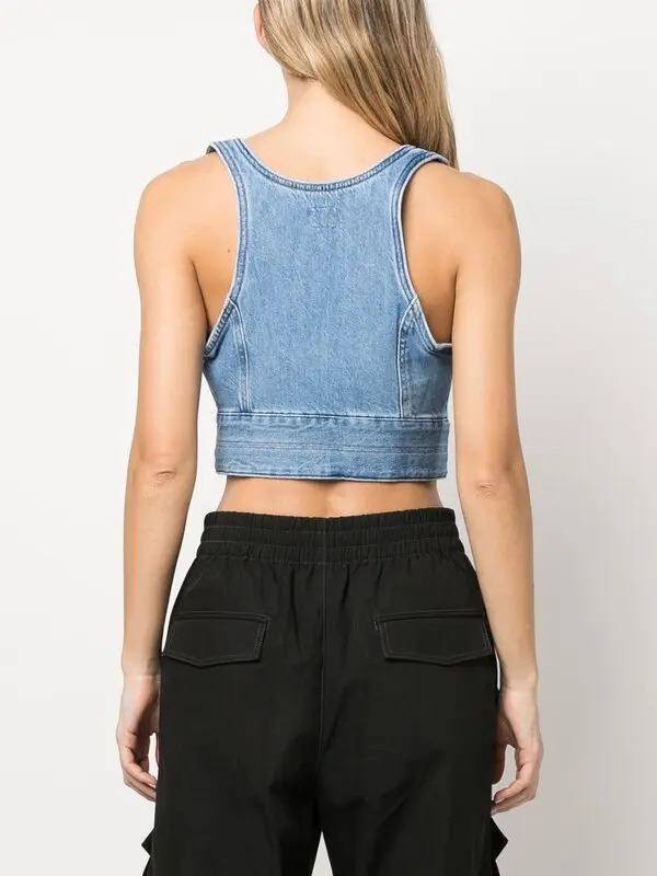 LEVI'S Denim Plunge V-neck Sleeveless Top - Blue