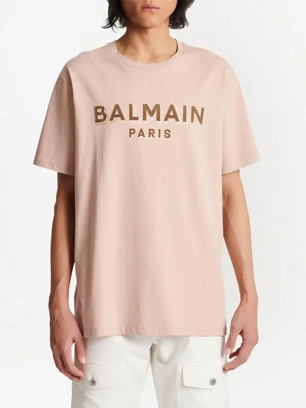 Balmain Flocked-logo Cotton T-shirt