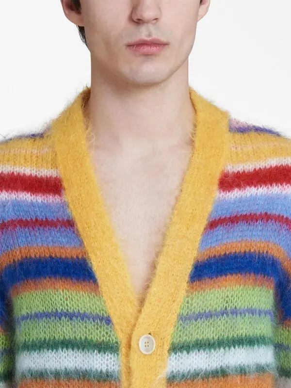 Marni Striped Mohair Blend Cardigan