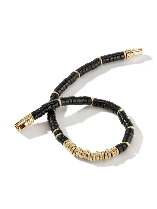 John Hardy 14kt Yellow Gold Onyx Bracelet - Black