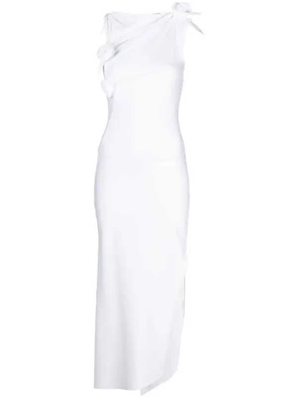 Coperni Rose-appliqué Asymmetric Dress