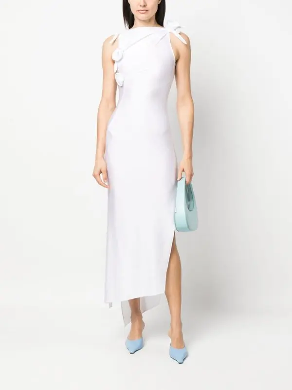 Coperni Rose-appliqué Asymmetric Dress