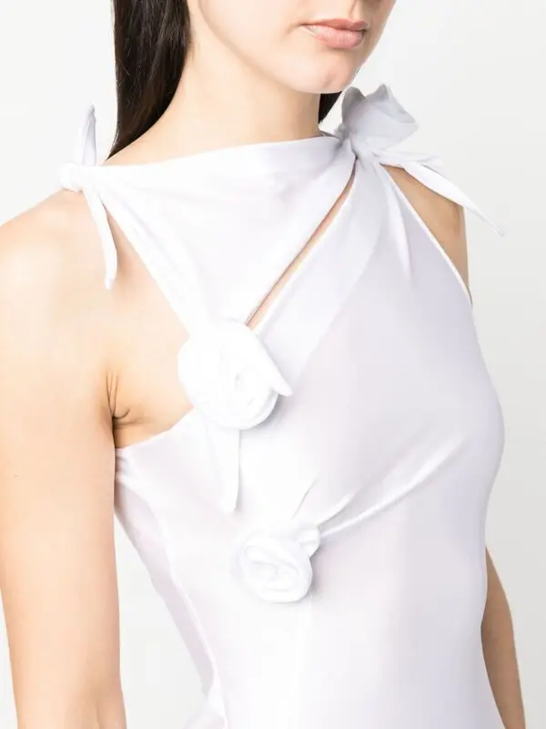 Coperni Rose-appliqué Asymmetric Dress