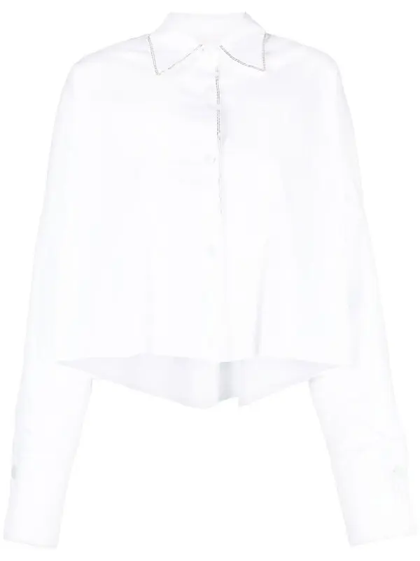 GENNY Embellished Cropped Shirt - White
