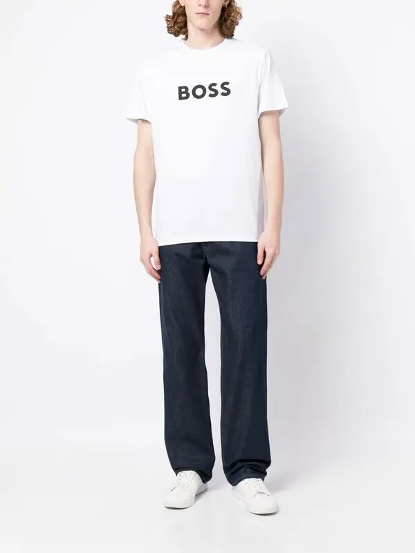 BOSS Cotton Jersey T-shirt With Logo Print - White