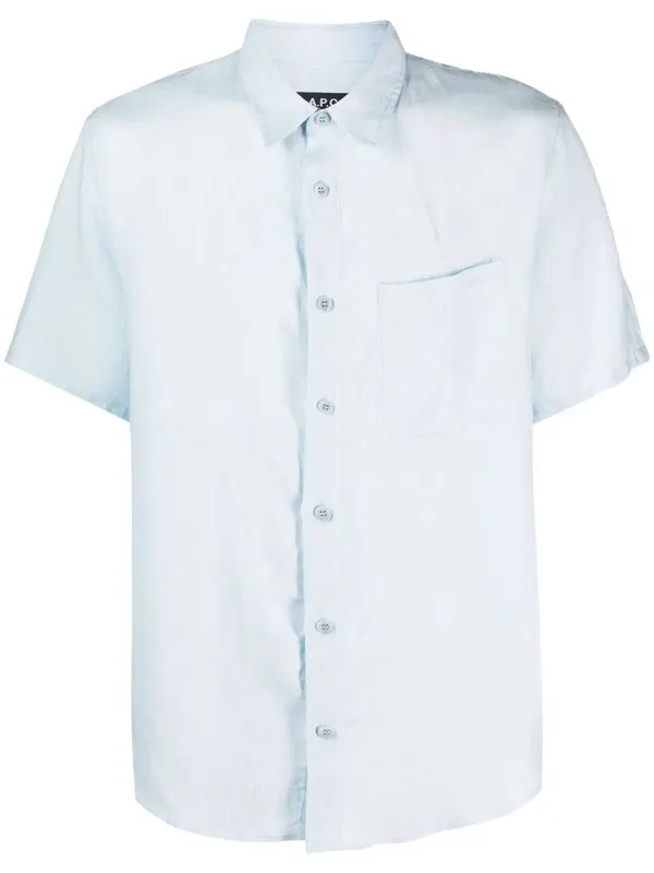 A.p.c. Short-sleeve Linen Shirt - Blue