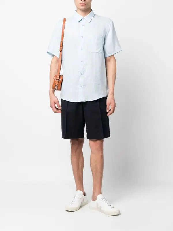 A.p.c. Short-sleeve Linen Shirt - Blue